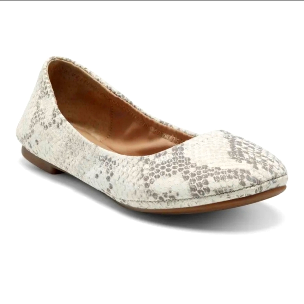 Lucky Brand Emmie Tan Cream Snake Print Ballet Flats … - Gem